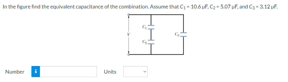 Solved of the combination. Assume that C1=10.6μF,C2=5.07μF, | Chegg.com