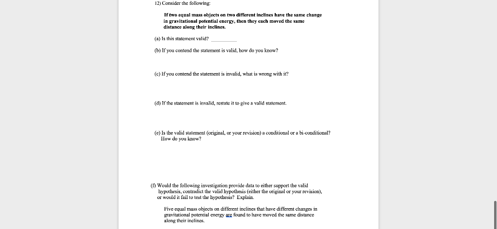 Solved 12) Consider the following: If two equal mass objects | Chegg.com