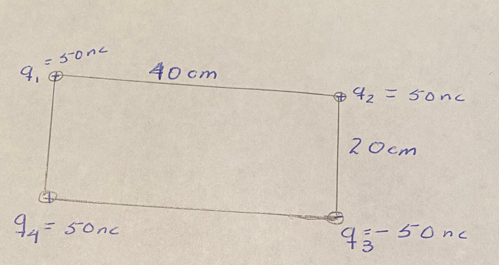 Solved At the ends of a 40 cm x 20 cm rectangle, spheres | Chegg.com