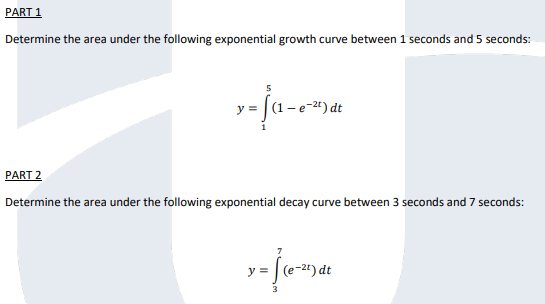 Solved Determine the area under the following exponential | Chegg.com