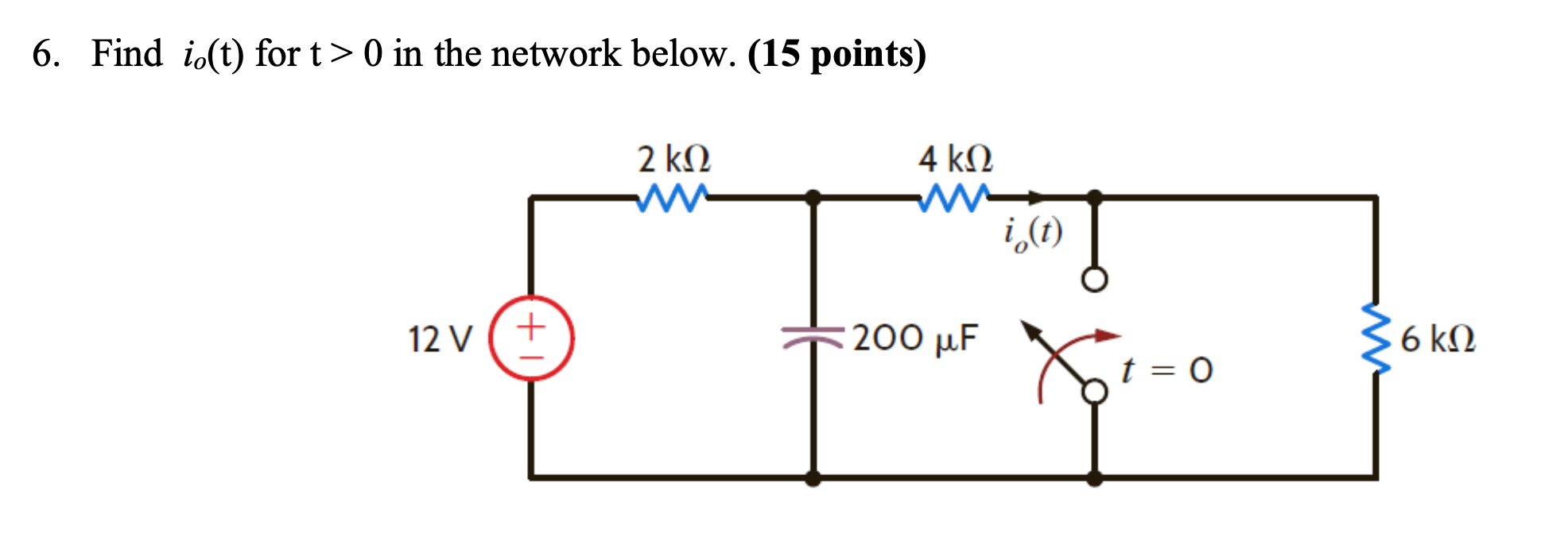Solved Find io(t) ﻿for t>0 ﻿in the network below. (15 | Chegg.com