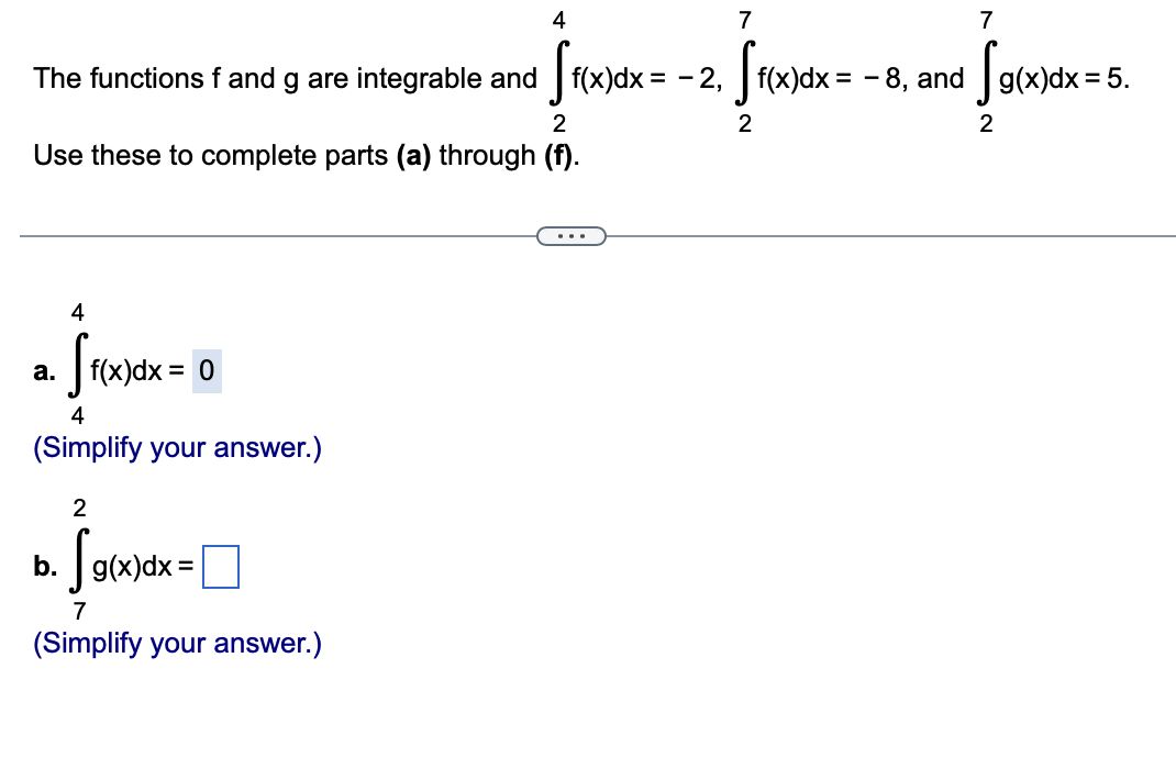 Solved The functions f and g are integrable and | Chegg.com