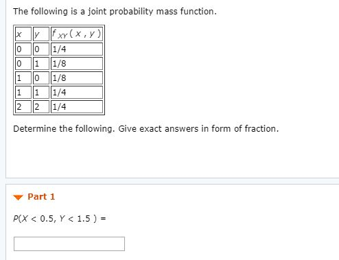 Solved The following is a joint probability mass function y | Chegg.com