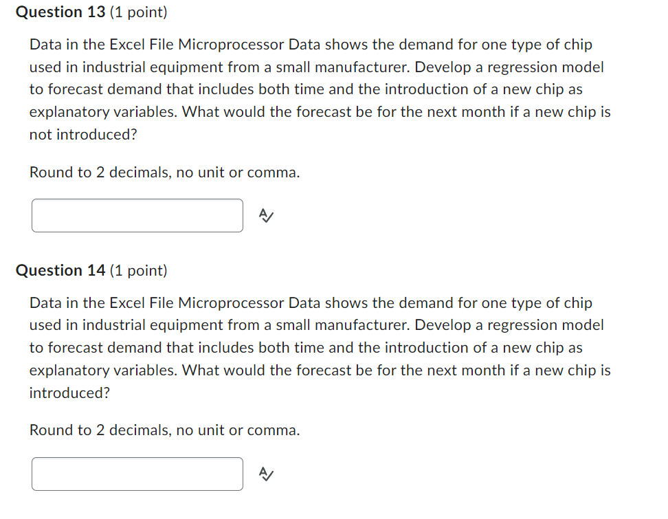 Data In The Excel File Microprocessor Data Shows The