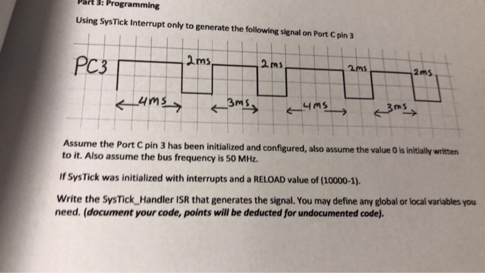 Part3: Programming Using SysTick Interrupt only to | Chegg.com