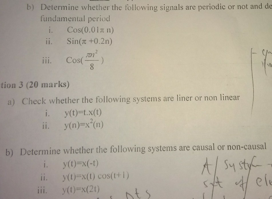 Solved b) Determine whether the following signals are | Chegg.com