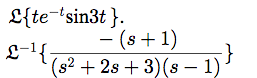 Solved £{te-sin3t } - (s+1) L-1{ (s2 + 25 + 3)(8 - 1)' | Chegg.com