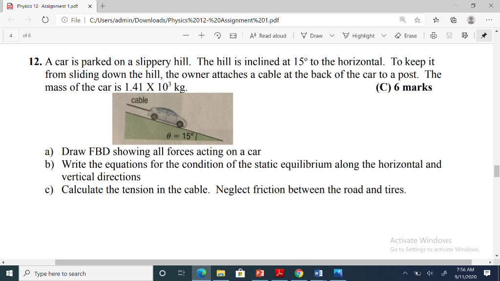 Solved P Physics 12 Assignment 1.pdf 2 х O File | Chegg.com