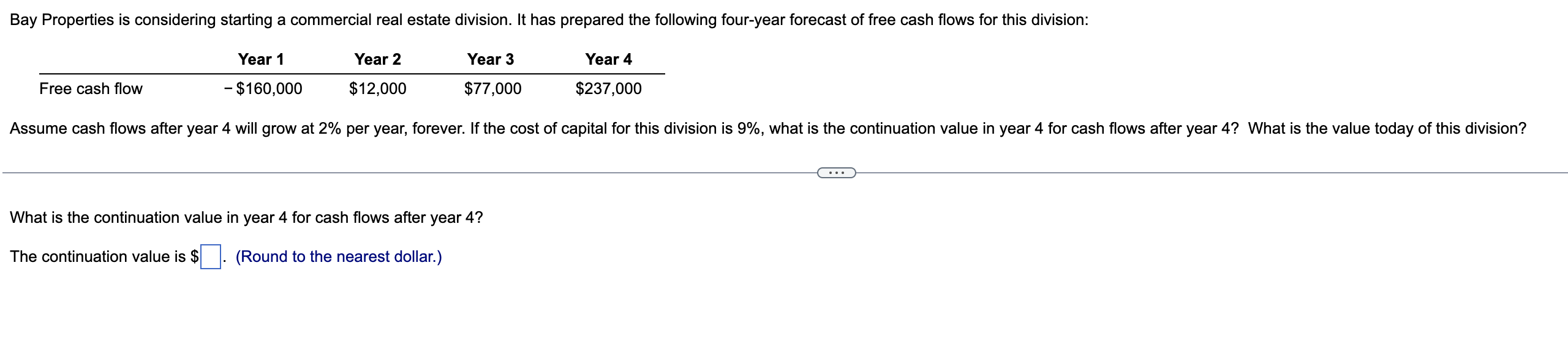 Solved What is the continuation value in year 4 for cash | Chegg.com