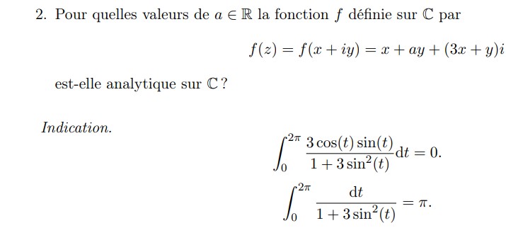 Solved 2. Pour quelles valeurs de a∈R la fonction f définie | Chegg.com