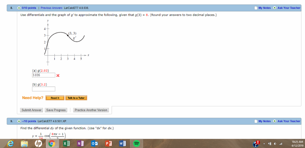 Solved Use differentials and the graph of g' to | Chegg.com