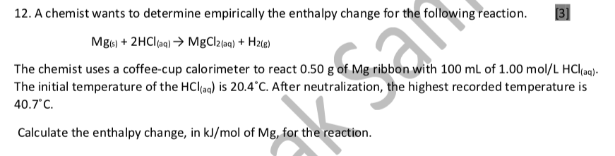 Solved 12. A chemist wants to determine empirically the | Chegg.com