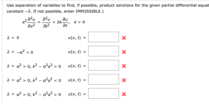 Solved Use separation of variables to find, if possible, | Chegg.com
