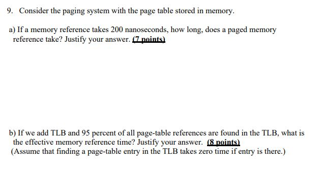Solved 9. Consider the paging system with the page table | Chegg.com