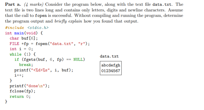 Solved Part a. (4 marks) Consider the program below, along | Chegg.com