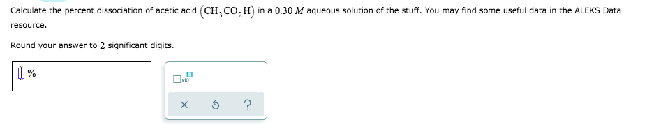 Solved Calculate the percent dissociation of acetic acid | Chegg.com