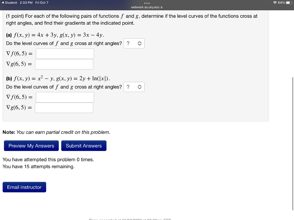 Solved (1 point) For each of the following pairs of | Chegg.com