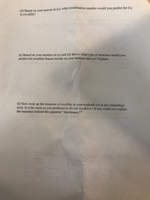 Solved 1- The formula for the mineral Covellite is Cus.nl | Chegg.com