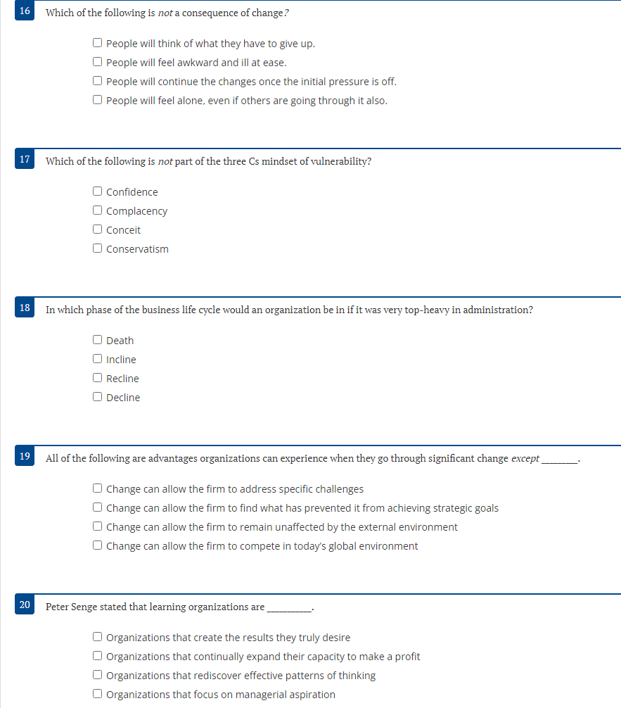 Solved 16 Which of the following is not a consequence of | Chegg.com