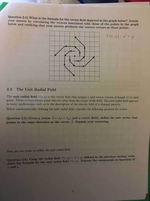 Solved 2 Vector Fields Activity: Calculation and | Chegg.com