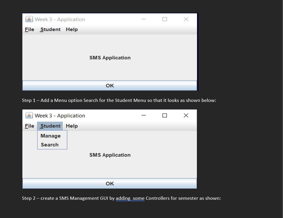 Solved Step 2 - create a SMS Management GUI by adding some | Chegg.com