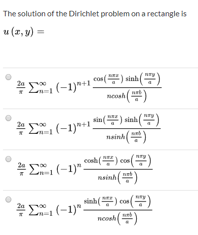Solved The solution of the Dirichlet problem on a rectangle | Chegg.com