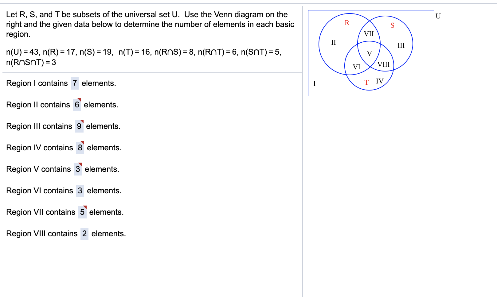 Solved U Let R, S, and T be subsets of the universal set U. | Chegg.com