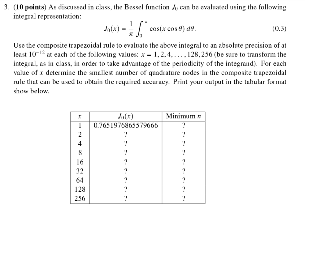 Solved 3. (10 points) As discussed in class, the Bessel | Chegg.com