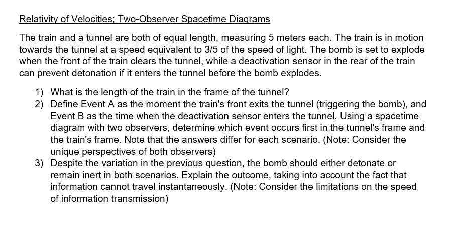 Solved Relativity of Velocities; Two-Observer Spacetime | Chegg.com
