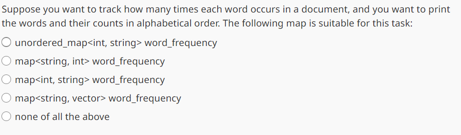 Solved Suppose you want to track how many times each word | Chegg.com