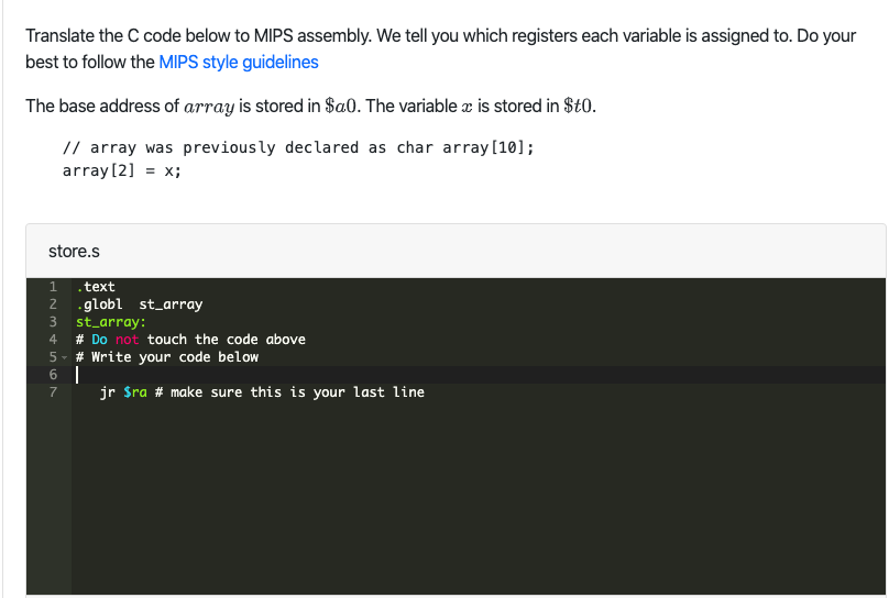 Solved Translate the code below to MIPS assembly. We tell | Chegg.com