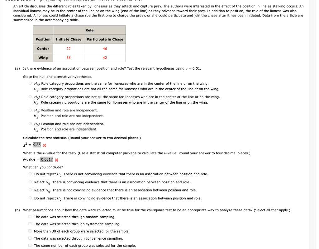 Solved Test statistic and p-value are wrong what did I do | Chegg.com