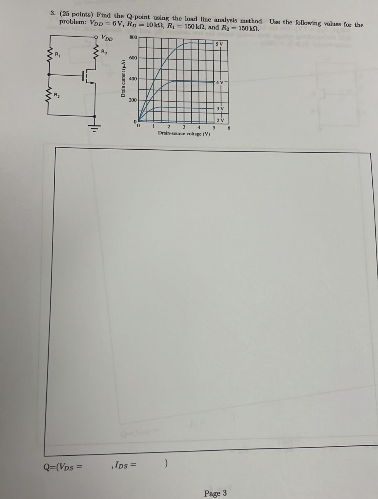 Solved 3. (25 points) Find the Q-point using the load line | Chegg.com