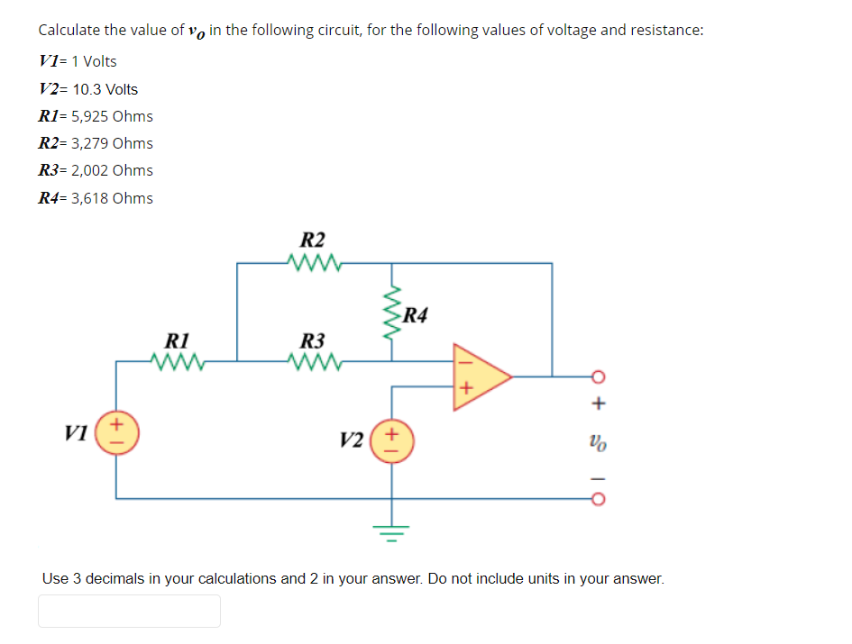 Solved Calculate the value of v, in the following circuit, | Chegg.com