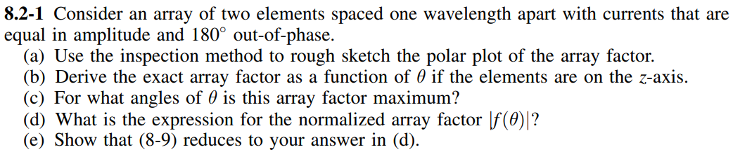 Solved 8.2-1 Consider an array of two elements spaced one | Chegg.com
