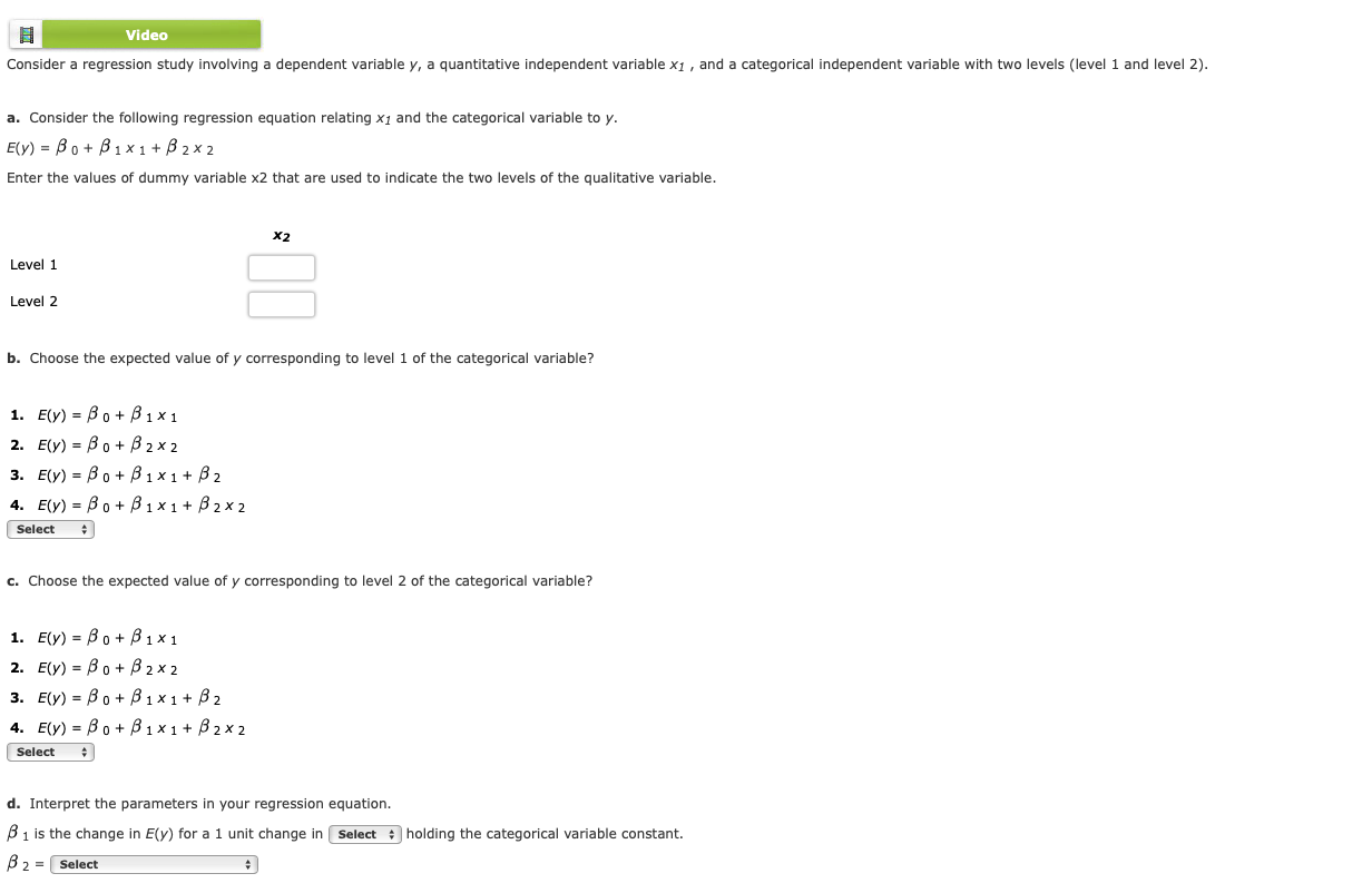Video Consider a regression study involving a | Chegg.com