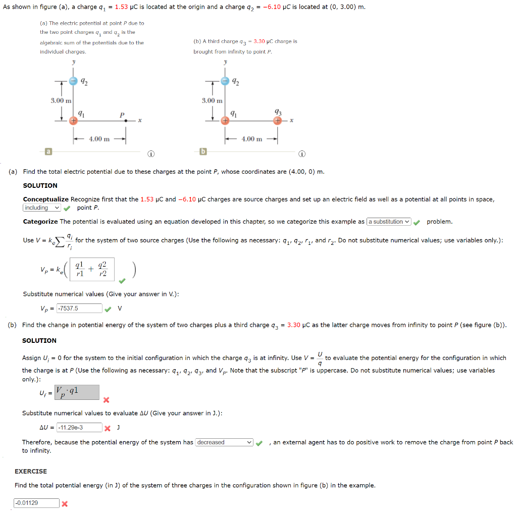 Solved s shown in figure (a), a charge q1=1.53μC is located | Chegg.com
