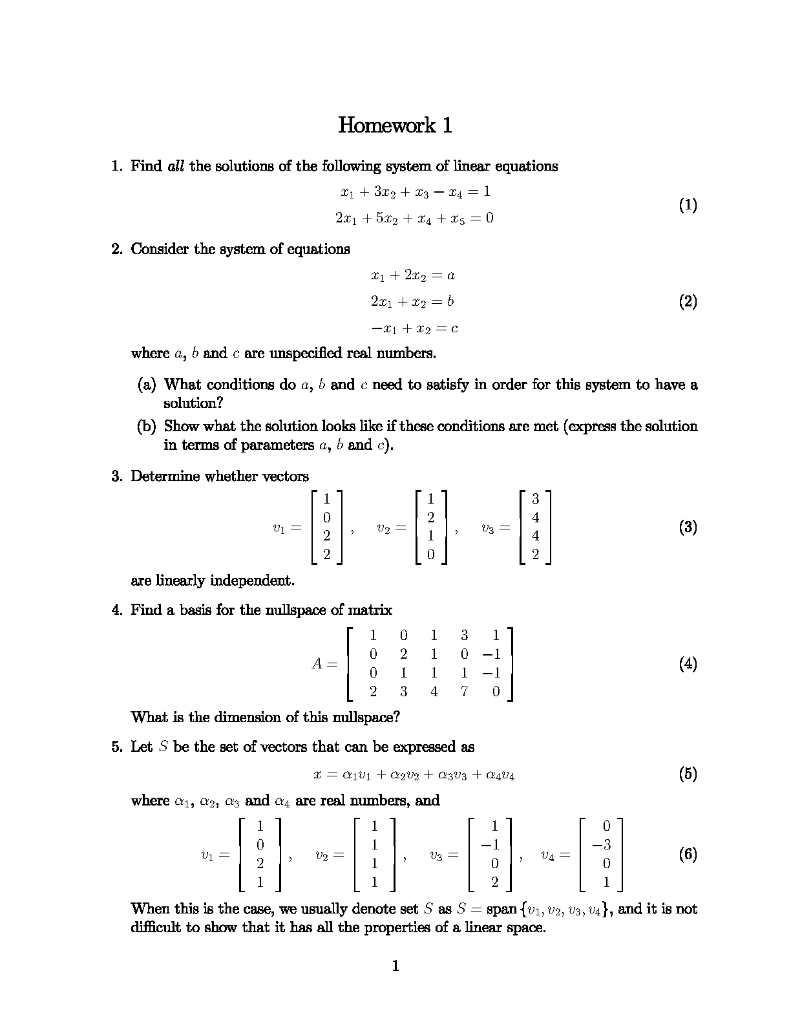Solved Homework 1 1. Find all the solutions of the following | Chegg.com
