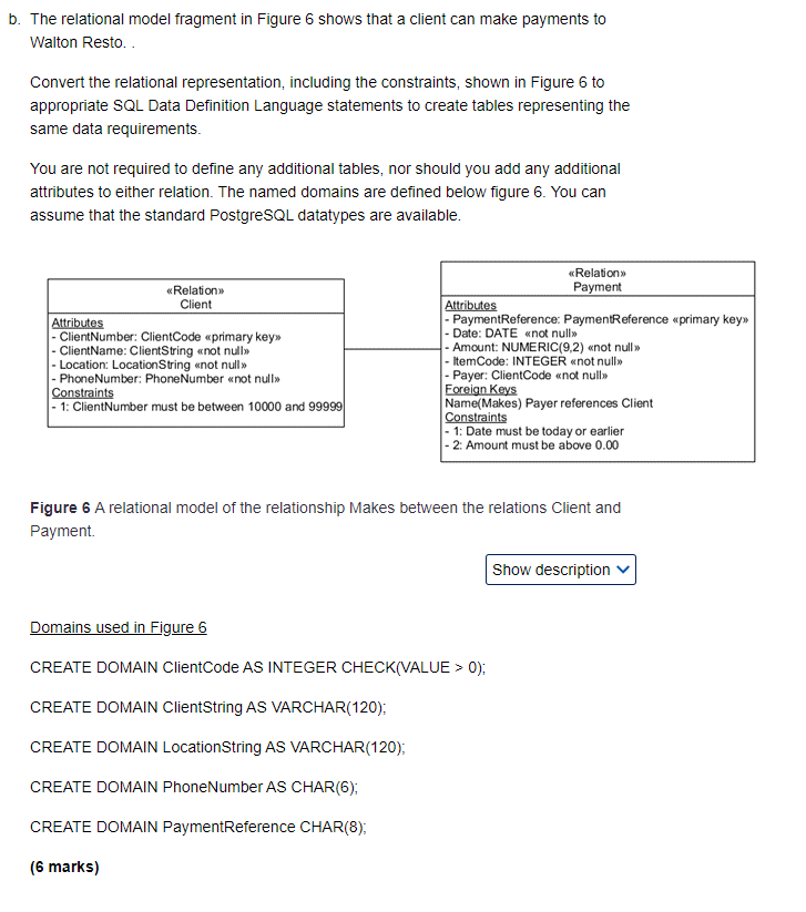 Solved b. The relational model fragment in Figure 6 shows | Chegg.com