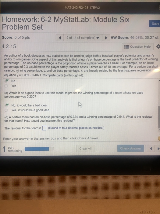 Solved MAT-240-R2428-17EW2 Homework: 6-2 MyStatLab: Module | Chegg.com
