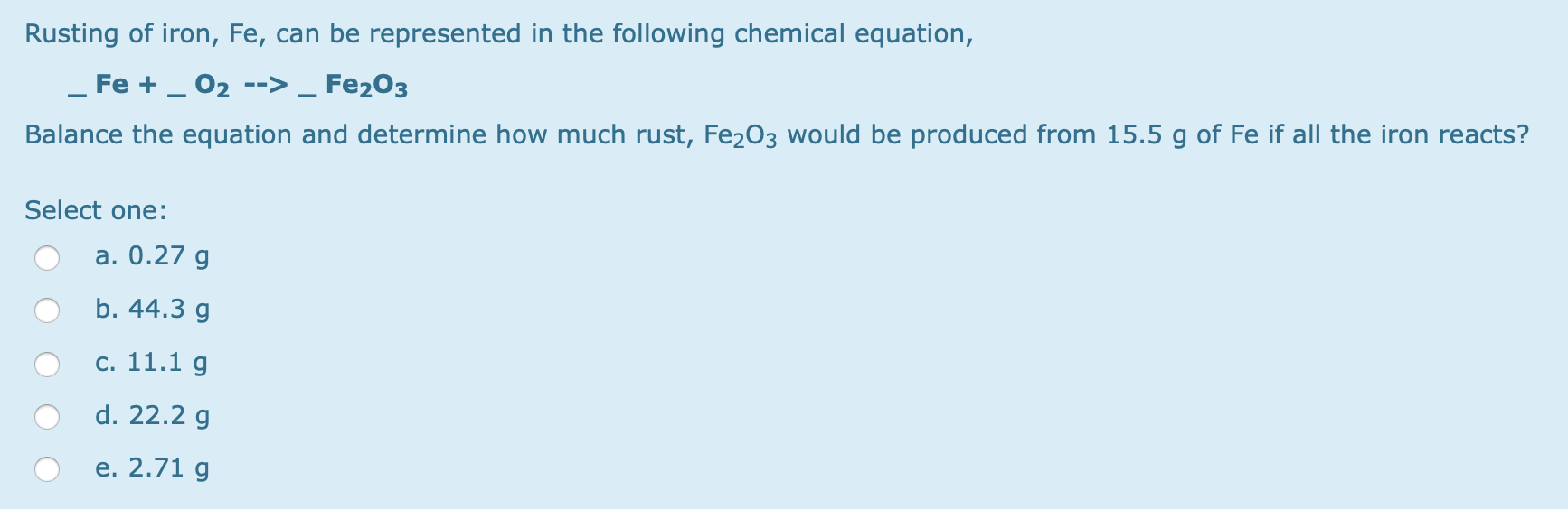 Solved Rusting of iron, Fe, can be represented in the | Chegg.com