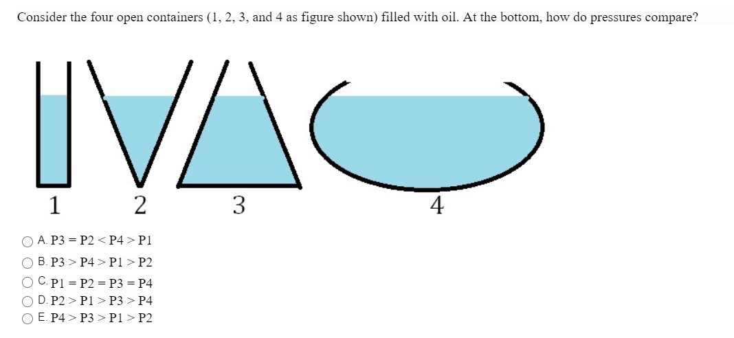 Solved Consider the four open containers (1, 2, 3, and 4 as | Chegg.com