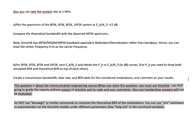 Solved Also you can take the symbol rate as 1 MHz. a)Plot | Chegg.com