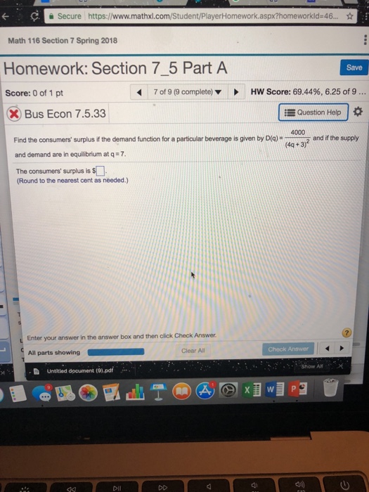 Solved Secure https://www.mathxl.c om/Student/P Homewor | Chegg.com