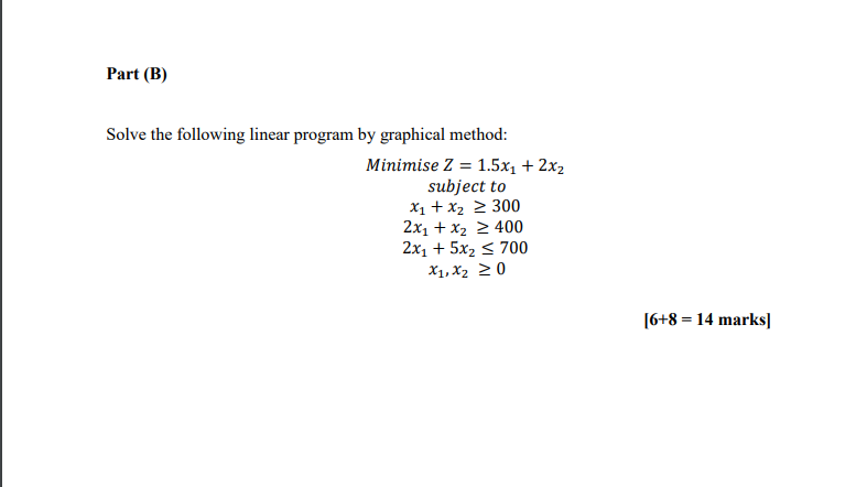Solved Part (B) Solve the following linear program by | Chegg.com