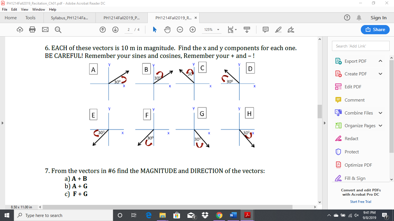 Solved PH1214Fall2019_Recitation_Ch01.pdf - Adobe Acrobat | Chegg.com