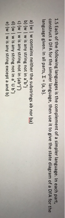 Solved 1.5 Each of the following languages is the complement | Chegg.com