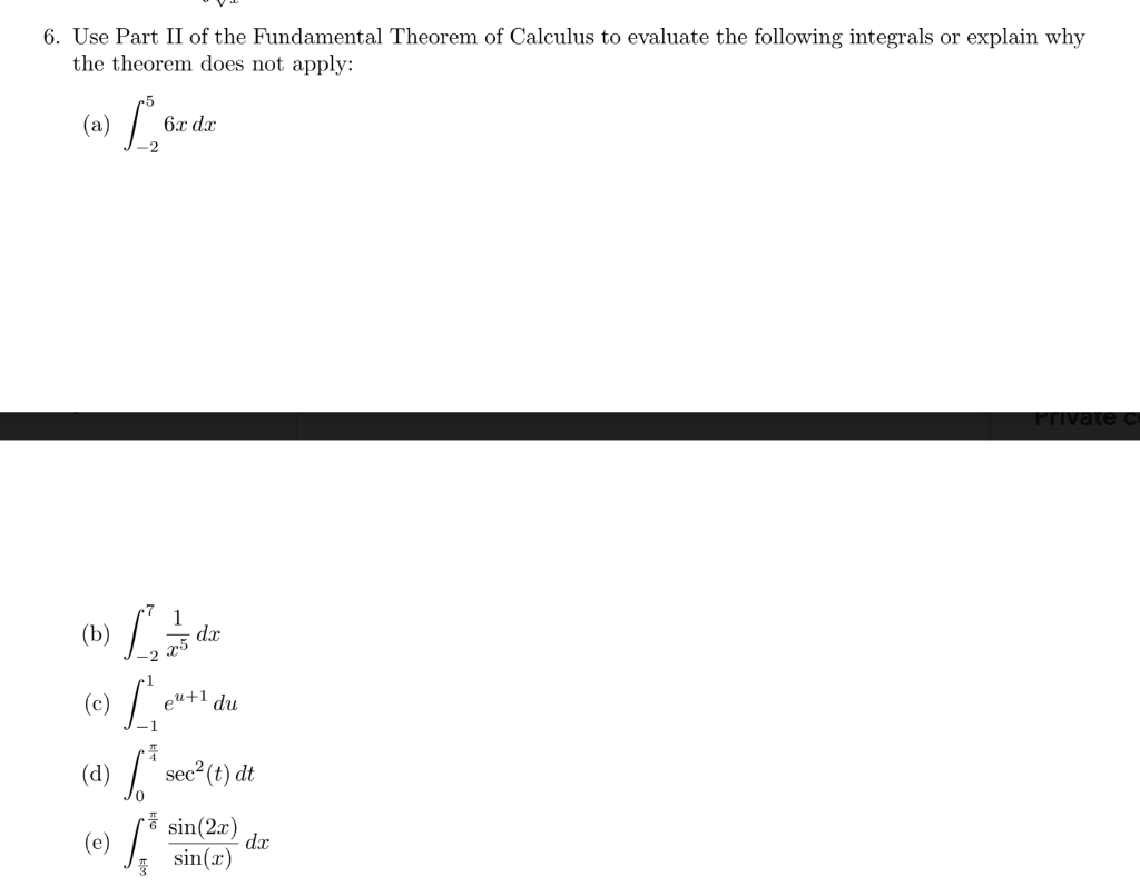 Solved 6. Use Part II of the Fundamental Theorem of Calculus | Chegg.com