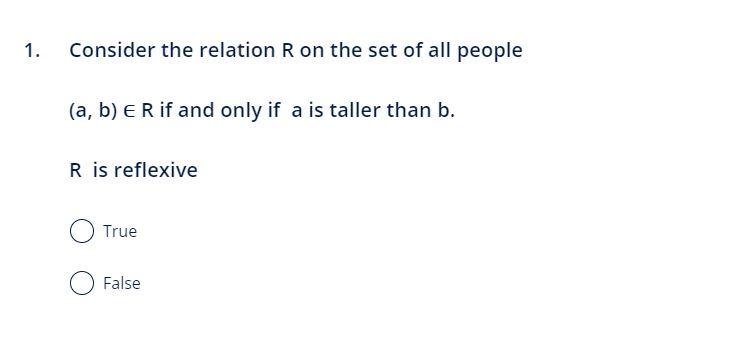 Solved Consider the relation R on the set of all people (a, | Chegg.com