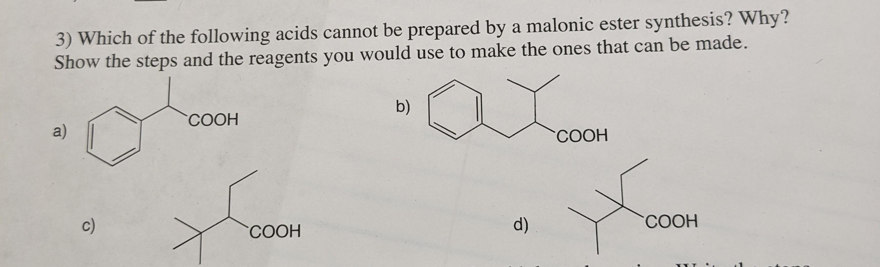 Solved 3) Which of the following acids cannot be prepared by | Chegg.com